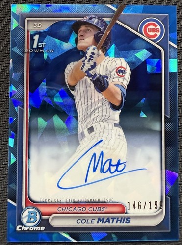 2024 Bowman Chrome Draft Sapphire Edition Prospect Auto 146/199 Cole ...