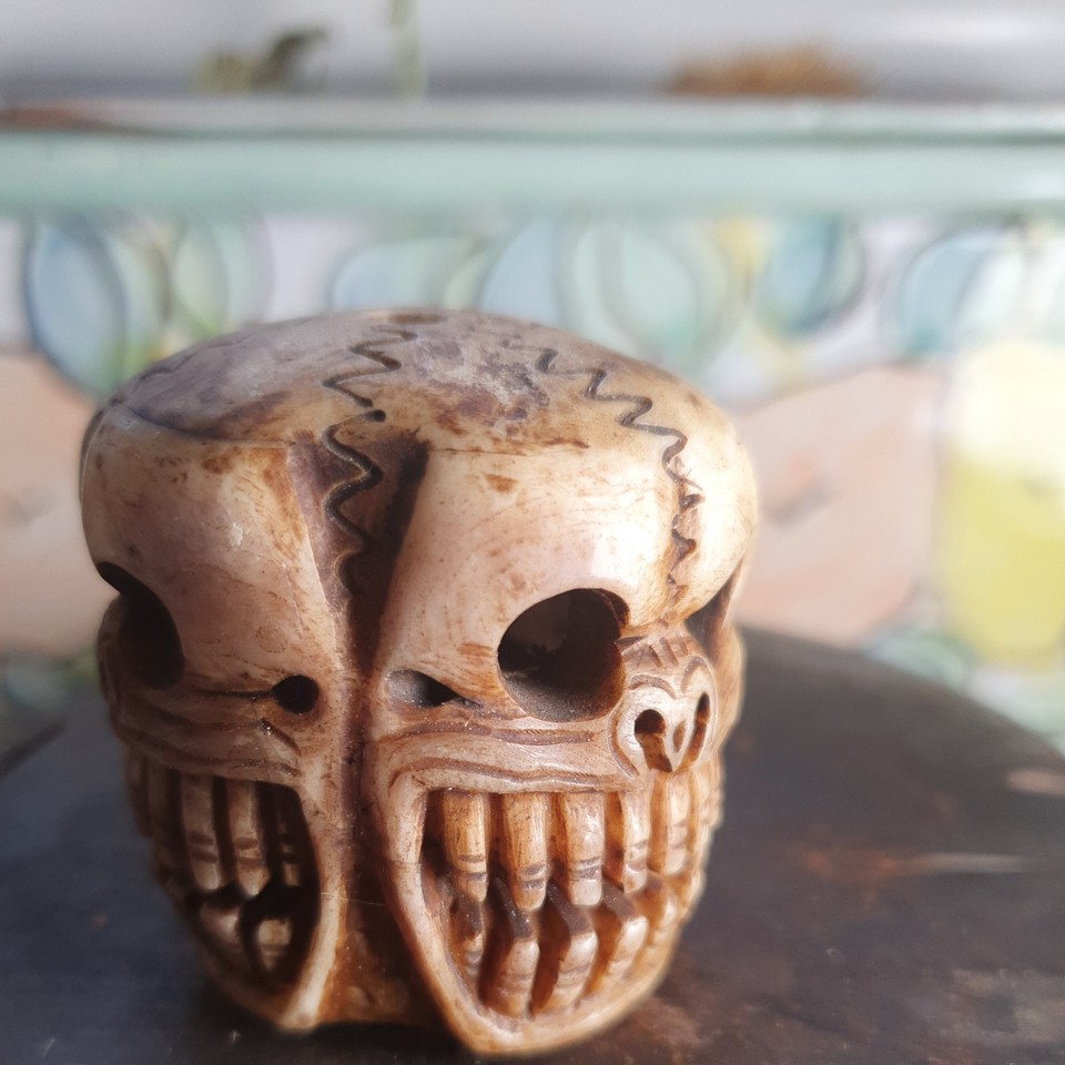 3 Sides Hand Carved Vintage Citipati Skull Head Pendant | eBay UK