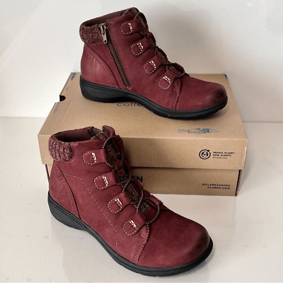 Clarks Collection Carleigh Jade Leather & Knit Ankle Boots Size: 8 | eBay