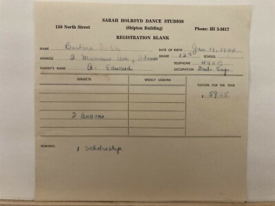 1961 Sarah Holroyd Ballet School Pittsfield Massachusetts MA Tuition ...