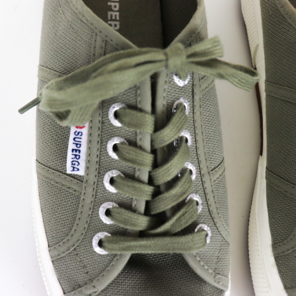 Superga Slip On Sneaker 8 Olive Green Canvas Lace Up Tennis Shoe Slides ...