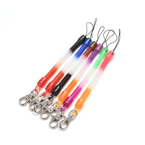 2X Retractable Plastic Spring Coil Spiral Stretch Key Ring Chain ...