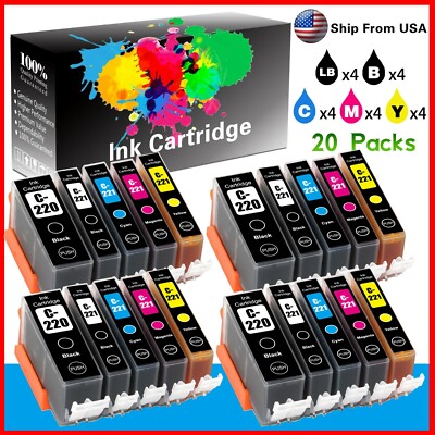 20 PK PGI220XL CLI221XL Ink Cartridge for Canon PIXMA MX870 MP550 MP560 ...