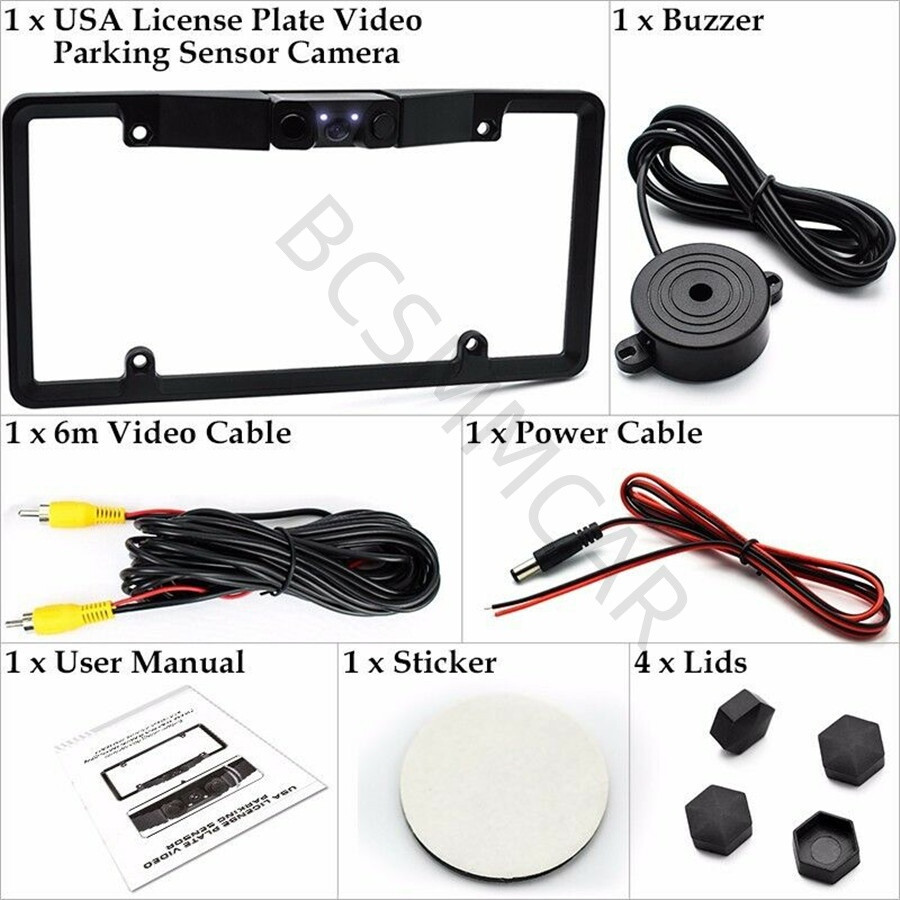 2 LED Car License Plate Frame Backup Reverse Camera Rear View Parking ...