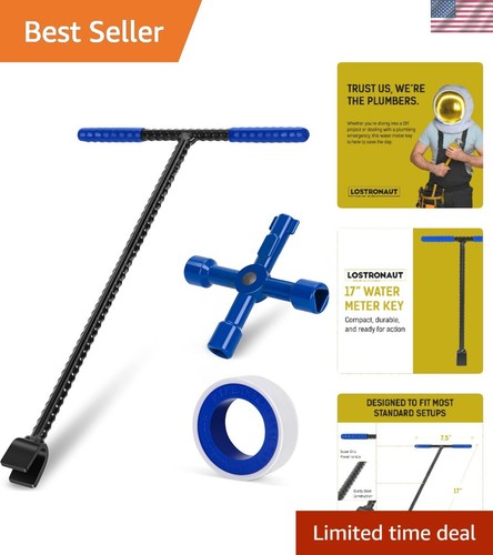 17-Inch Alloy Steel Water Meter Key with Enforced T-Handle for Plumbing ...