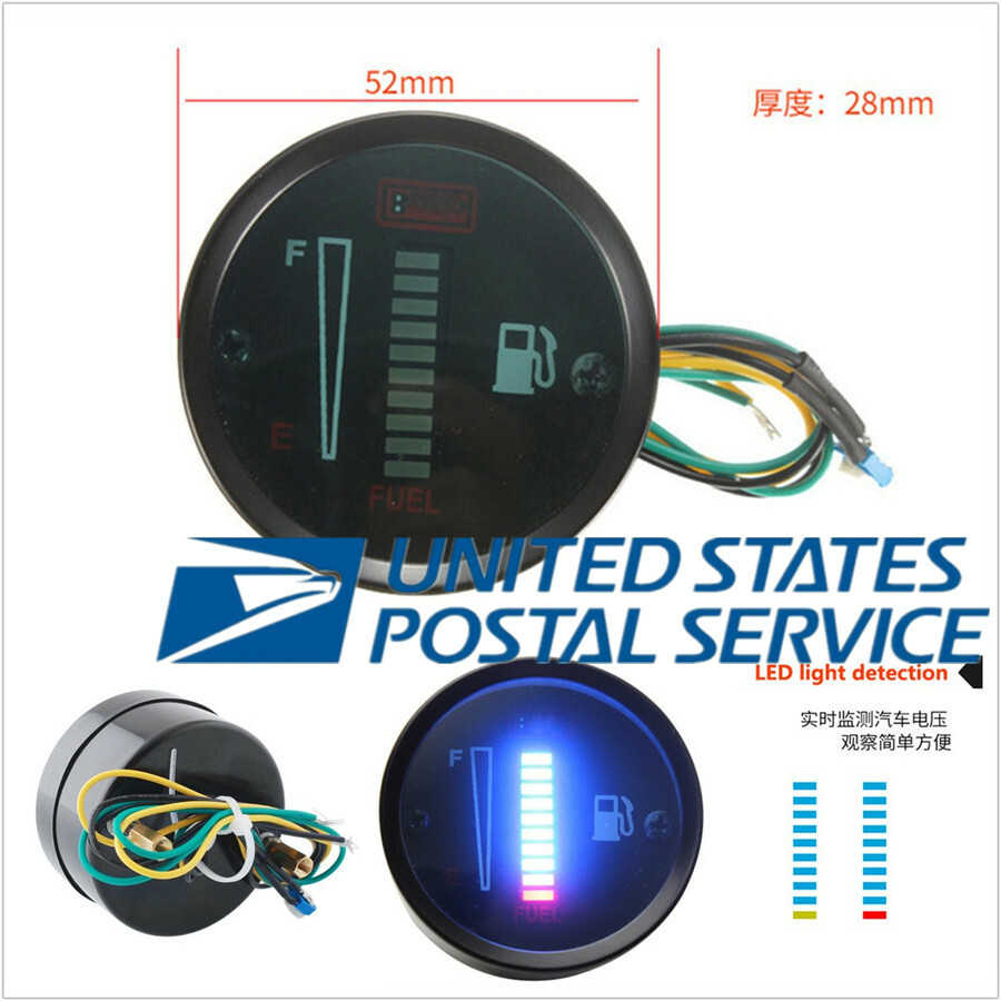 2" 52mm Round 12V Car Fuel Level Meter Gauge 10LED Digital Display | eBay