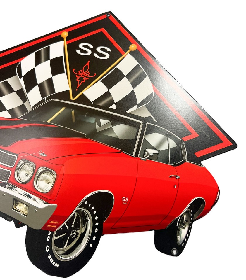 Red Chevy Chevelle SS Flag Metal Sign - (18" x 15") | eBay