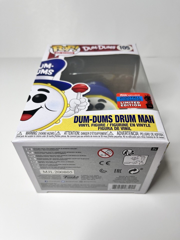 Funko Pop! Ad Icons Dum-Dums #105 Dum-Dums Drum Man NYCC 2020 Vinyl ...