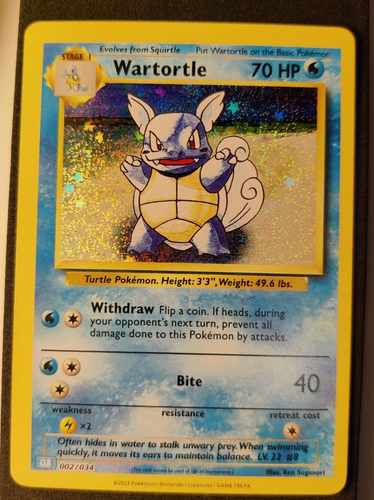 Pokemon Wartortle 002/034 Holo Pokemon Card Game Classic English New ...