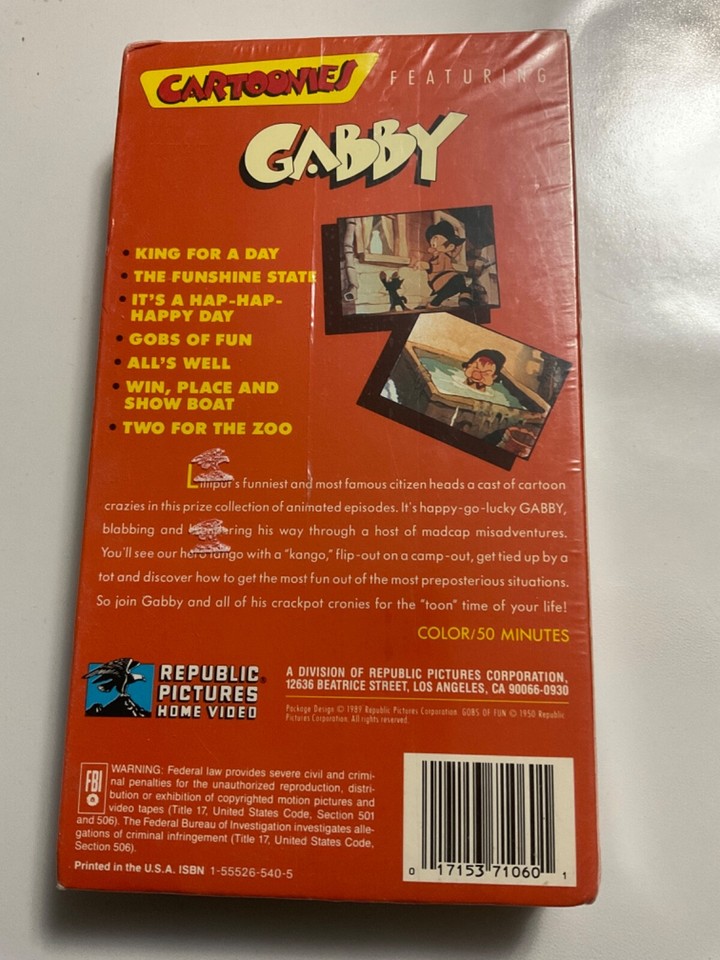 CARTOONIES FEATURING GABBY VHS TAPE NEW SEALED FREE S/H | eBay