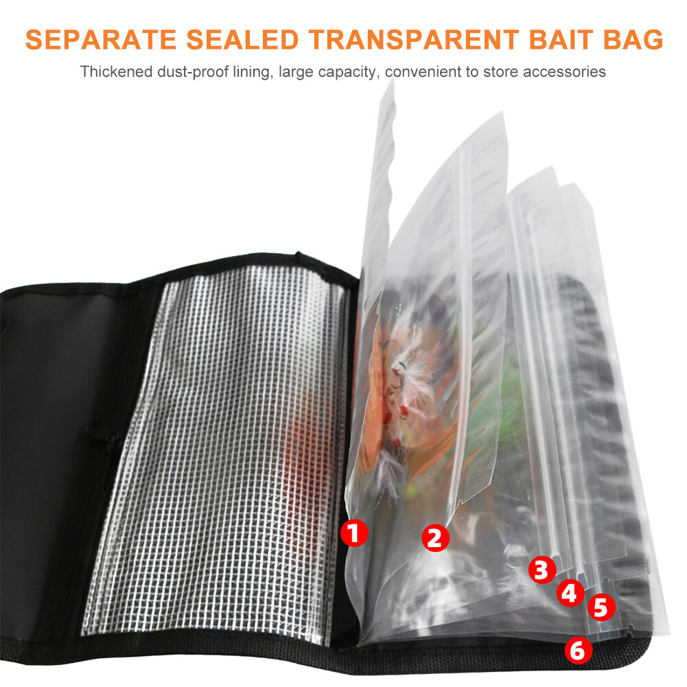 Soft Lure Storage Bag with Carabiner Waterproof Fishing Tackle Wallet ...