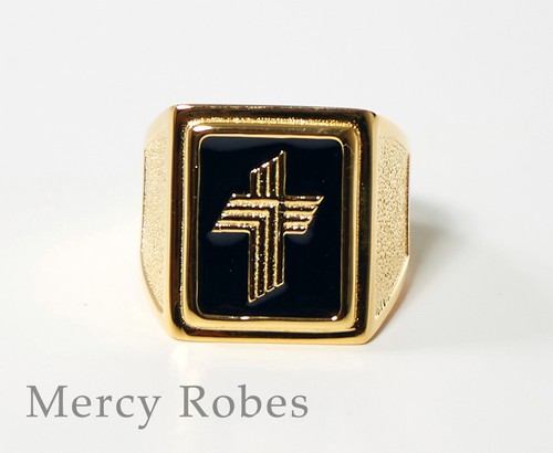 Men's Pastors Clergy Ring, Cross, Yellow Gold Finish, Religious ...