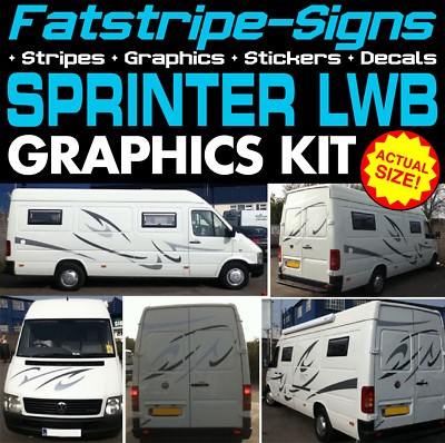 to fit MERCEDES SPRINTER LWB GRAPHICS STICKERS STRIPES RACE CAMPER VAN ...