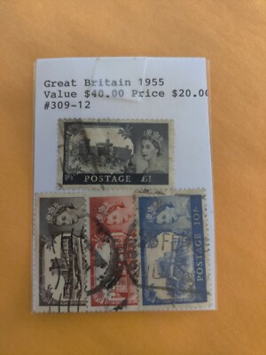 Great Britain used 1955 Castle Issue Sc# 309-12 (SG 536-9) Queen ...
