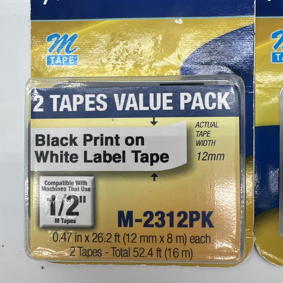 New Genuine Brother P-TOUCH M-2312PK 2 X 2-Pk 4-Cartridges 1/2" Label M ...