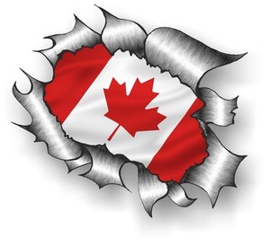 CLASSIC Ripped Open Torn Metal Rip & Canada Canadian Flag Vinyl Car ...