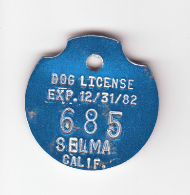 1982 SELMA CALIFORNIA DOG LICENSE TAG #685 | eBay