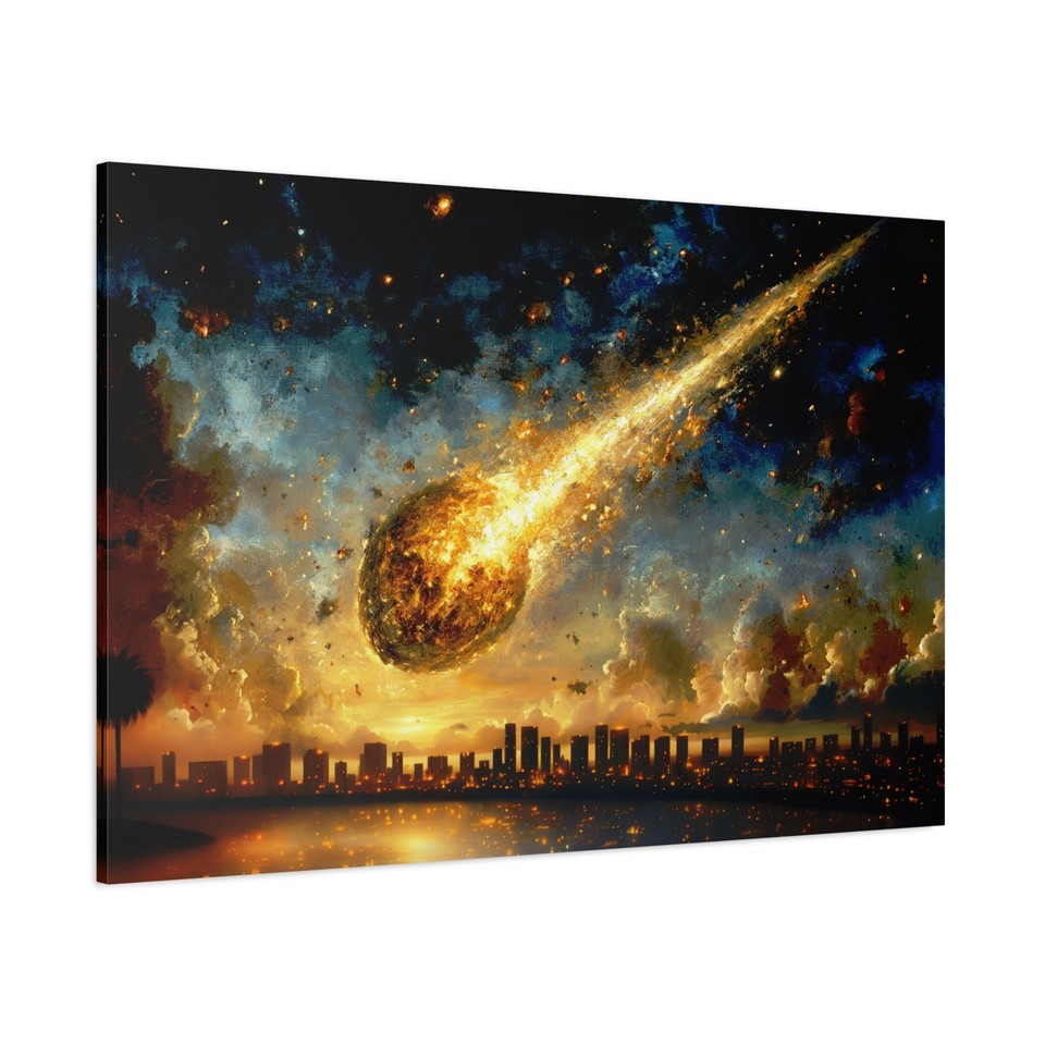 Meteor Canvas Art Comet Painting Meteor Impact Wall Decor Apocalypse ...