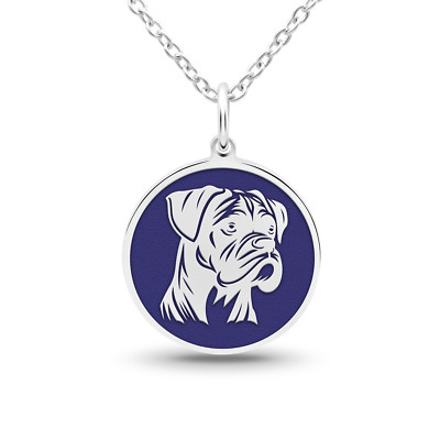 Tokemoti 925 Sterling Silver Boxer Dog Violet Blue Enamel Pendant ...