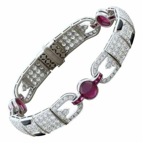 Beautiful Pink Lab Created Ruby & White Stone Vintage Style Women's ...
