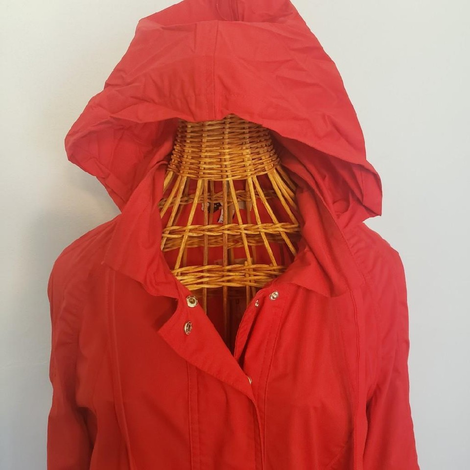 Lightweight Bright Red Spring Coat / Jacket Hood - Lana Sport Sz 8 & 16 ...