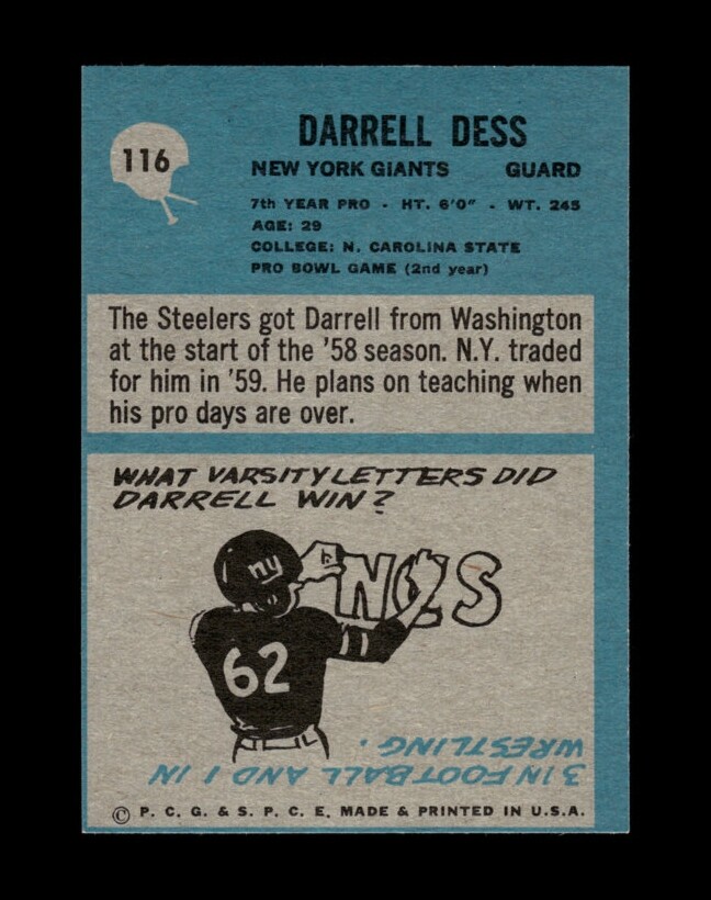 1964 Philadelphia Set-Break #116 Darrell Dess EX-EXMINT *GMCARDS* | eBay