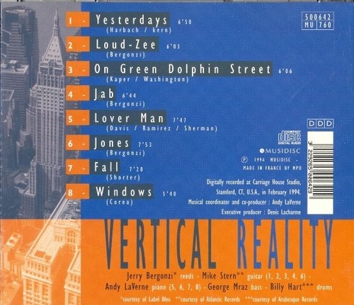 Vertical Reality CD - Jerry Bergonzi, Mike Stern, Andy Laverne, Billy ...