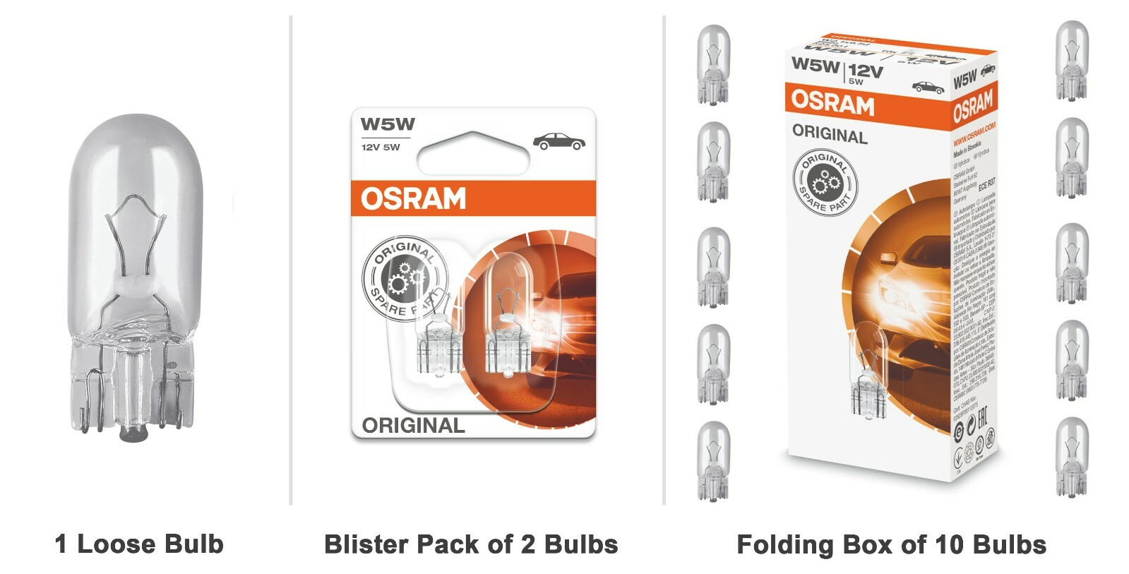 Osram ORIGINAL LINE Halogen 12v Automotive Spare Bulbs W3W W5W W16W ...