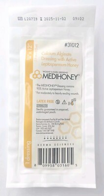 Medihoney Calcium Alginate Dressing with Active Leptosp- Honey 3/4'' x ...