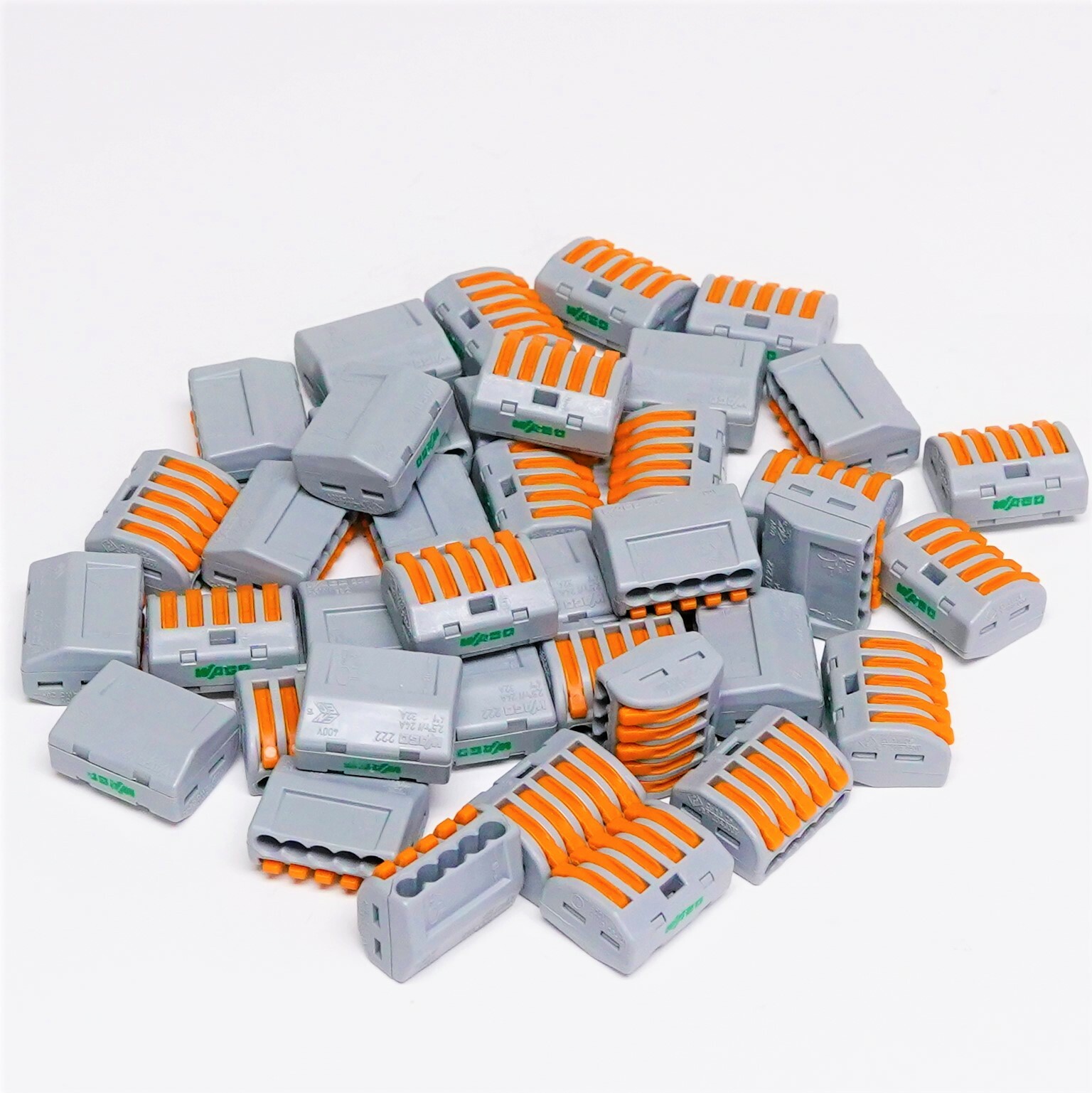 Wago 5-Conductor Lever-Nuts 222-415 Wire Splice Terminal Block Box of ...