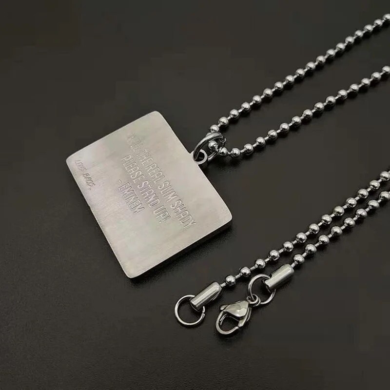 Eminem Hi My Name Is Slim Shady Necklace Pendant Chain Keyring Tag Fan ...