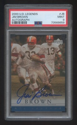 POP 4 PSA 9 Jim Brown 2000 UD LEGENDS AUTOGRAPH SP AUTO ON CARD NO 10'S ...