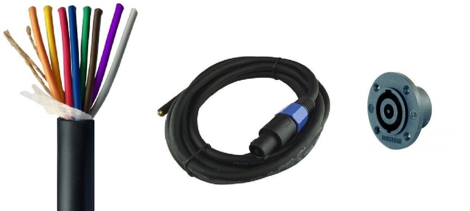 2X 8 WIRE SPEAK-ON 3FT CABLE CHUCHERO BOX LOUD SPEAKER, MIDS, TWEETERS ...