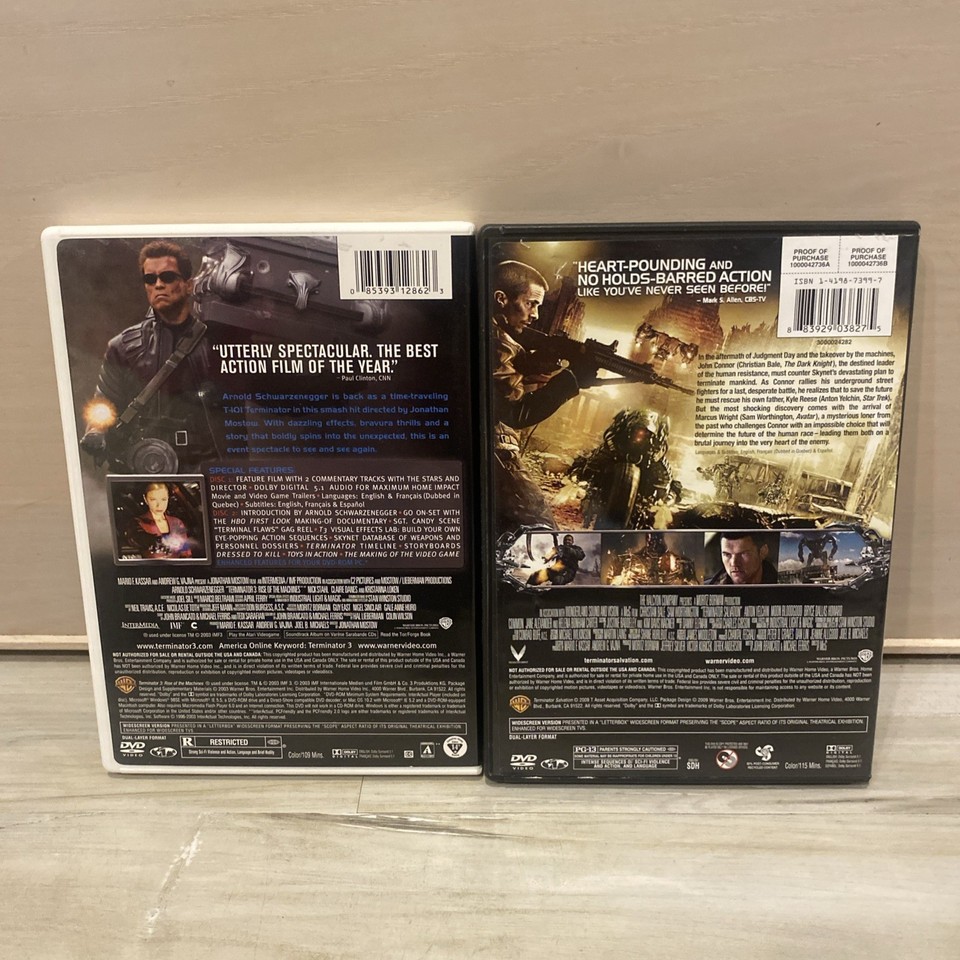 Terminator 3: Rise of the Machines & Terminator Salvation DVD Lot ...