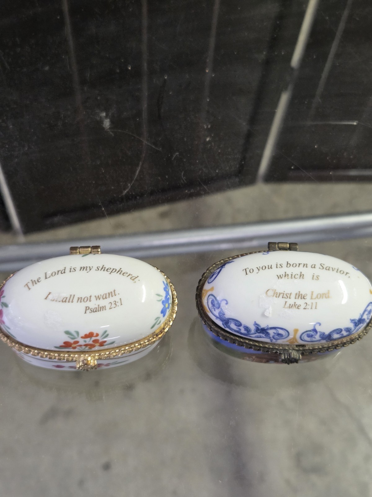 Set Of 2 Imperial Porcelain Floral Trinket Pill Box Hinged Lid Luke ...