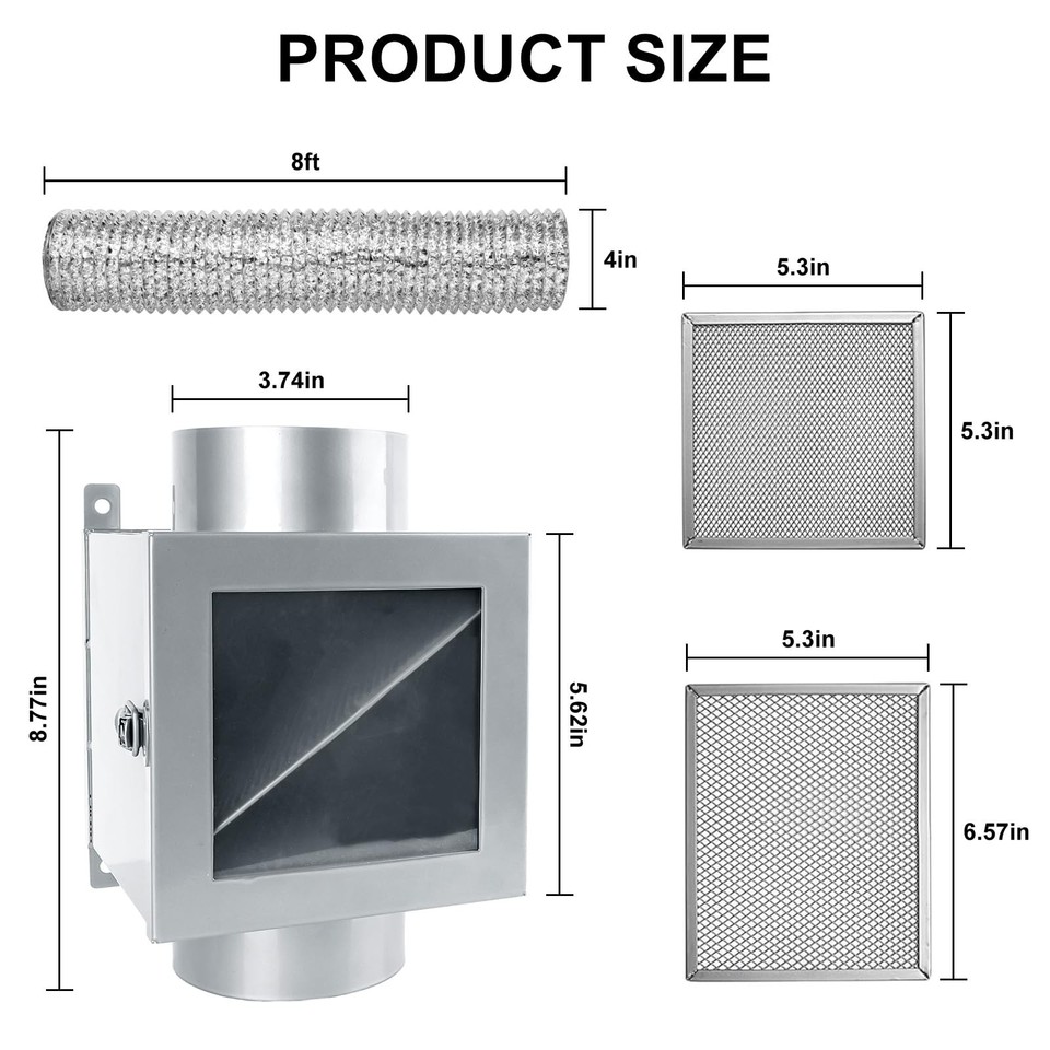 Dryer Duct Lint Trap, Indoor Dryer Vent Kit, Secondary Lint Trap for ...