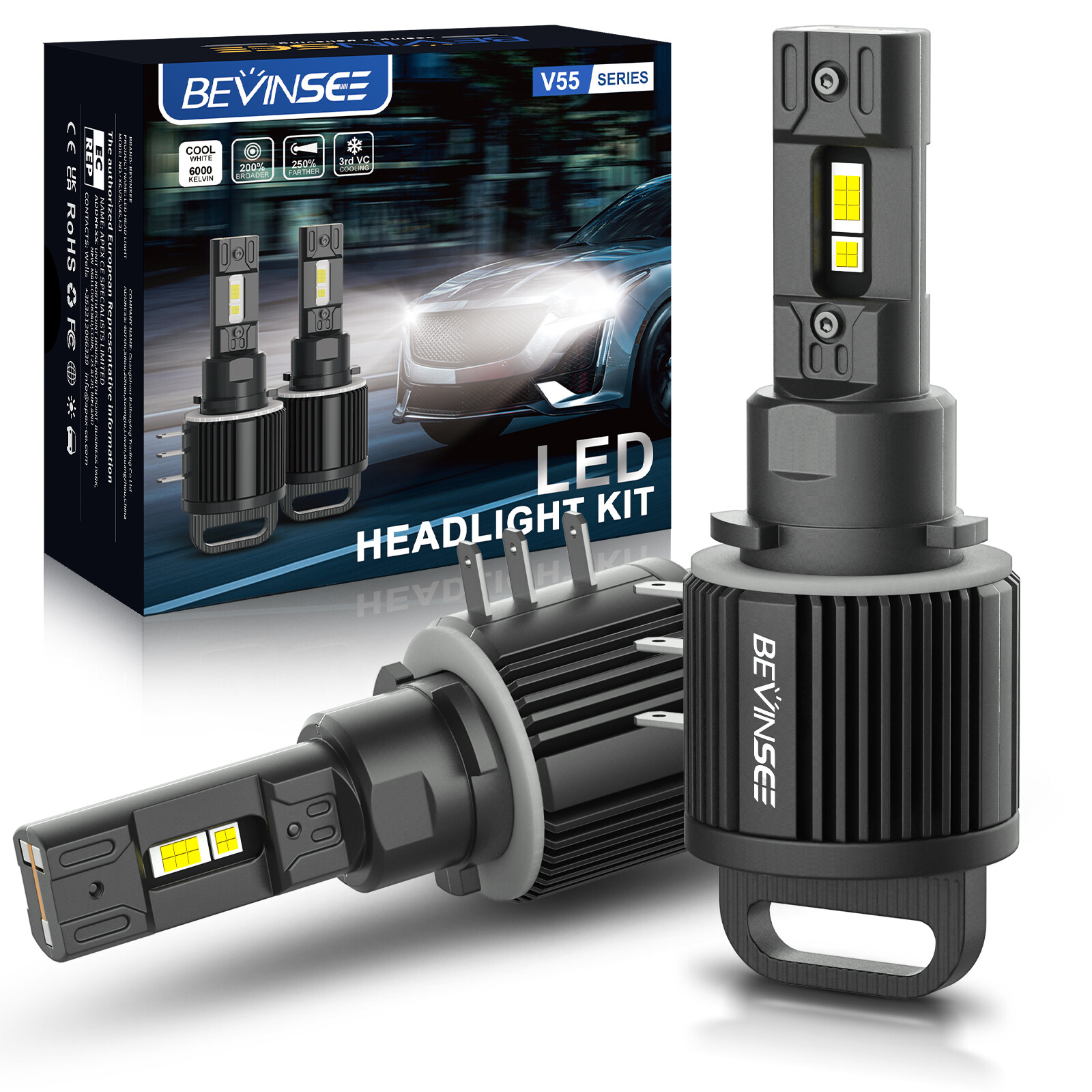H15 H7 Combo LED Headlight Bulbs Bright White 6000K for Volkswagen fit ...