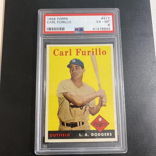 1958 Topps Baseball Los Angeles Dodgers Carl Furillo PSA 6 Graded Card ...