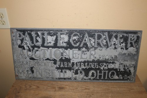 Vintage 1940s Paul Carver Auctioneer Mansfield Ohio 28" Embossed Cast ...
