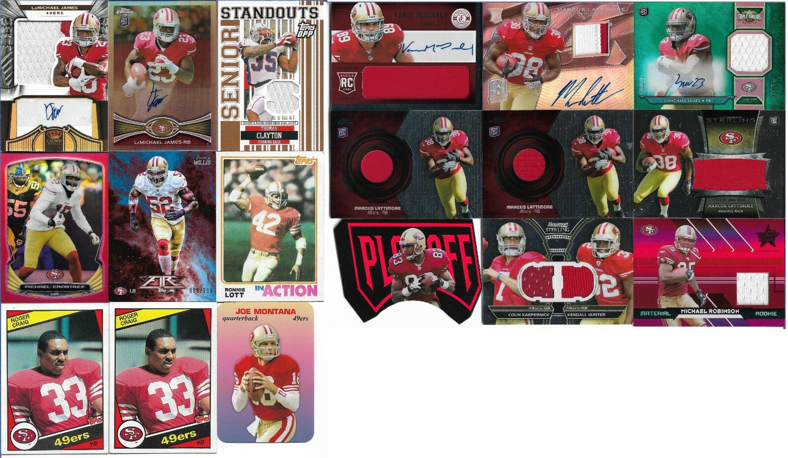 Lot of San Francisco 49ers football cards - 111 different - 147 total ...