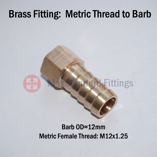 Brass Metric Female Thread M12x1.25 M12 Barb 12mm Adapter Hose Fitting ...