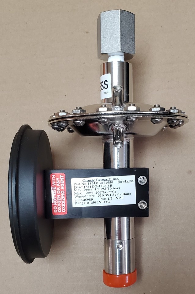 Orange Research Differential Pressure Gauge 1831DG-1C-3.5B 150 In H2O ...