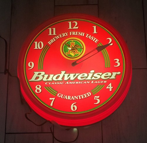 1996 Budweiser Anheuser-Bush 19" Round Lighted Clock | eBay