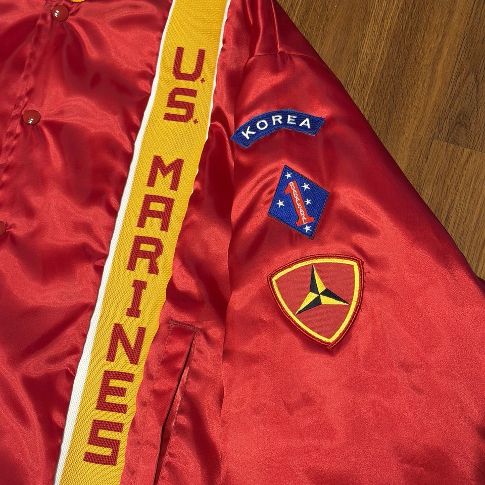 Vintage US Marines Satin Bomber Jacket Combat Veteran USMC Korea XXL ...