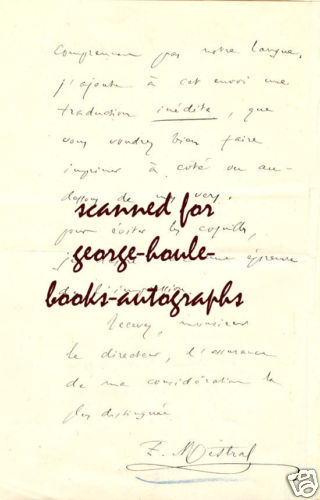 FREDERIC MISTRAL~LETTER~1886~NOBEL PRIZE | eBay