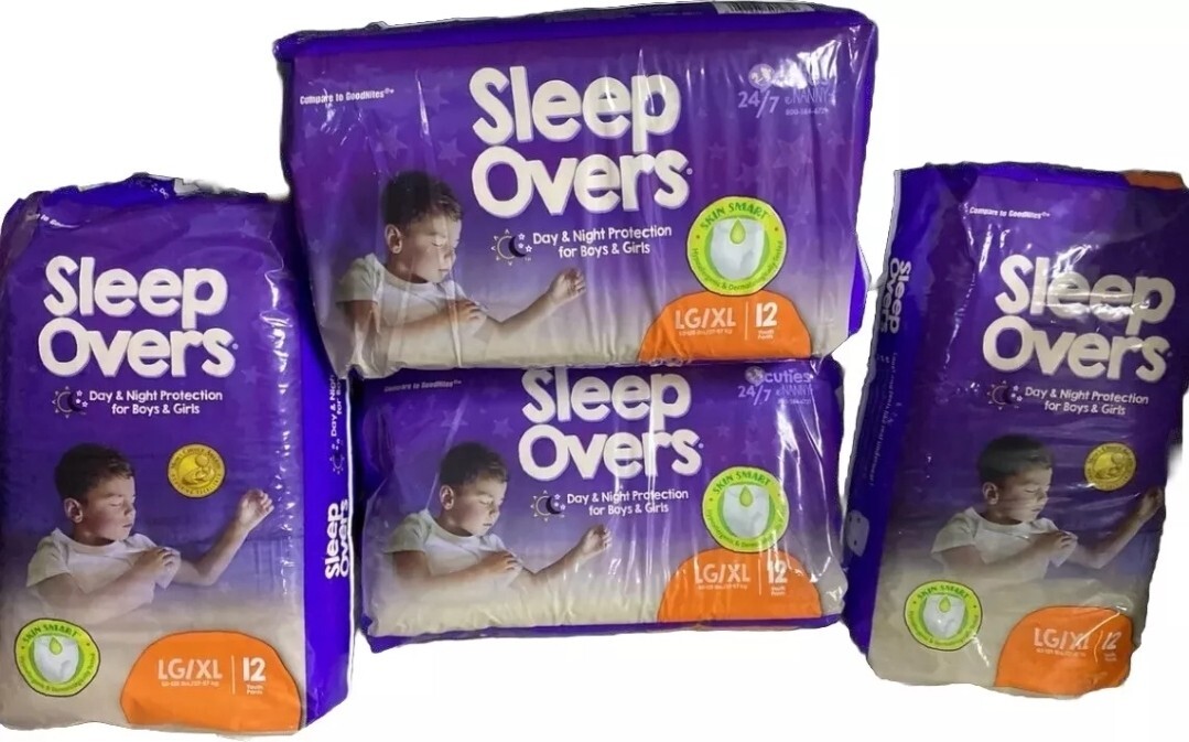 Sleep overs by Cuties, Pull On Size: L - XL (85-140 lb), Case 4 bags of ...