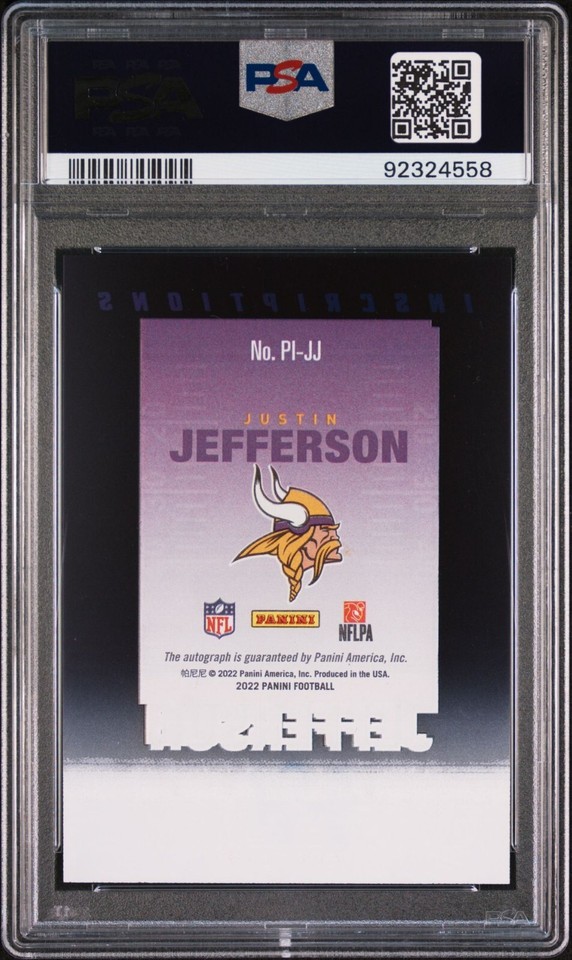 2023 Zenith Pinnacle Inscriptions #PI-JJ Justin Jefferson PSA 10 - ON ...