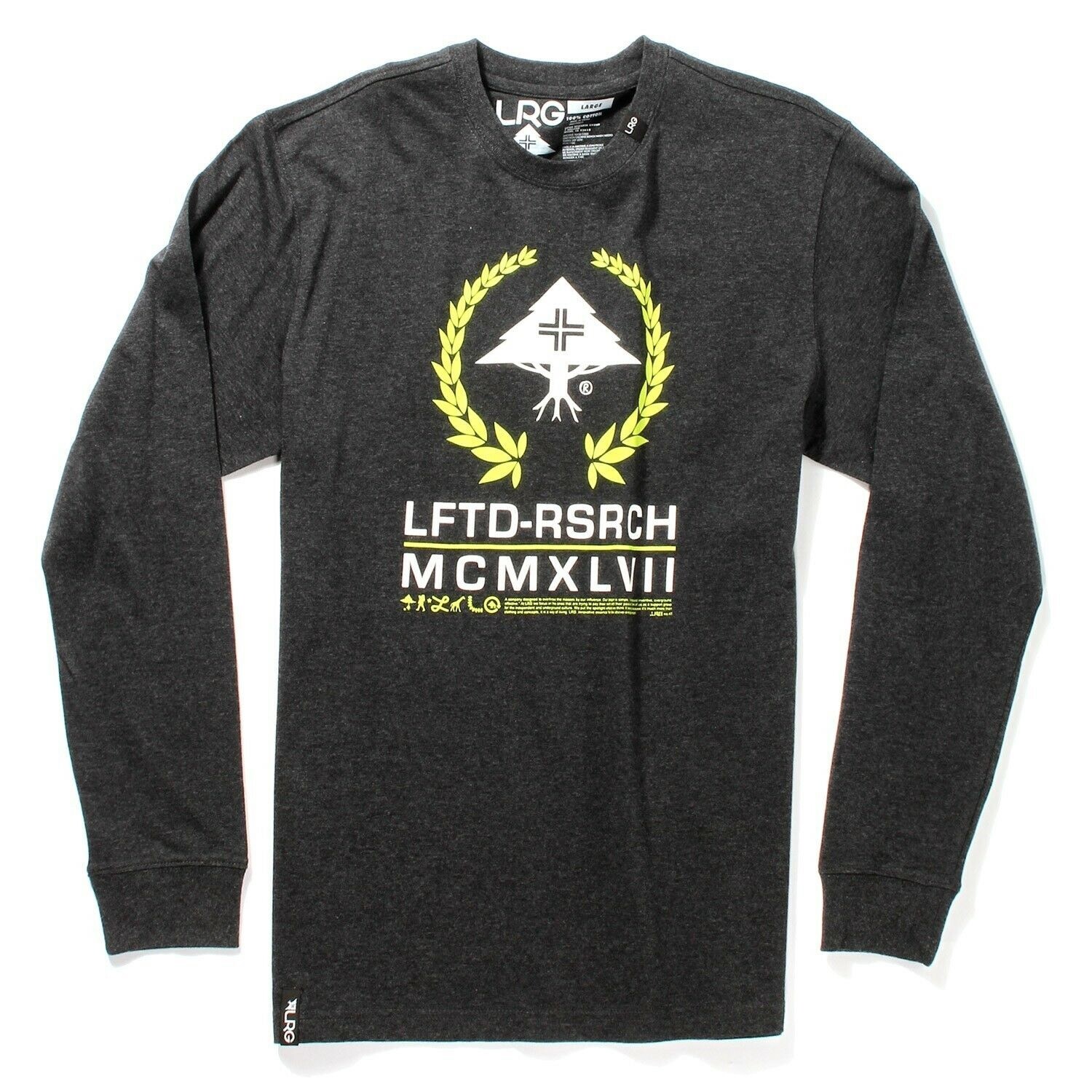 Lrg LFTD MCMXLII Black Heather White Yellow Screenprint L/S Skate Men's ...