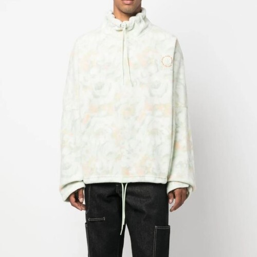 NWT $475 Martine Rose Batwing Pilled Fleece Jacket Green Floral ...