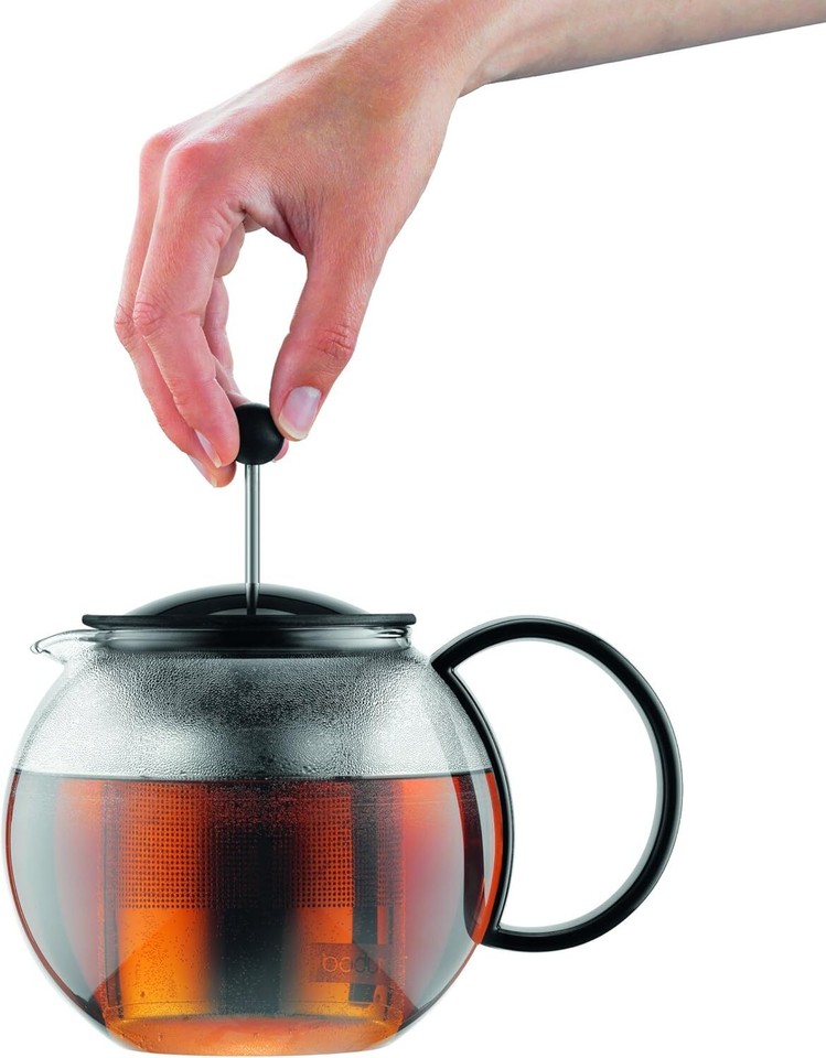 Bodum Assam Tea Press Set Stainless Steel Filter Glass Teapot 1.0L with ...